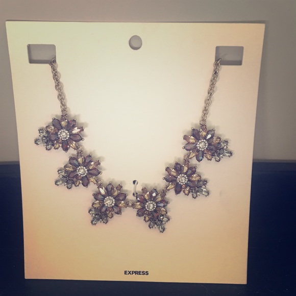 Express | Jewelry | Nwt Express Flower Design Gem Necklace | Poshmark
